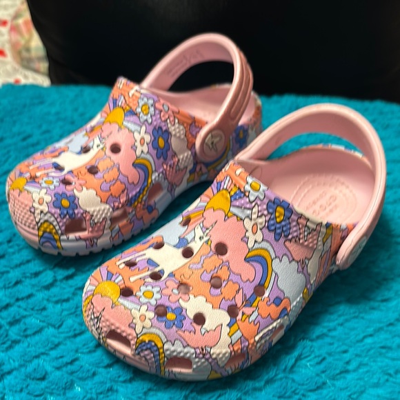 CROCS | Shoes | Crocs Pink And Blue Sandals With Rotating Heel Strap ...